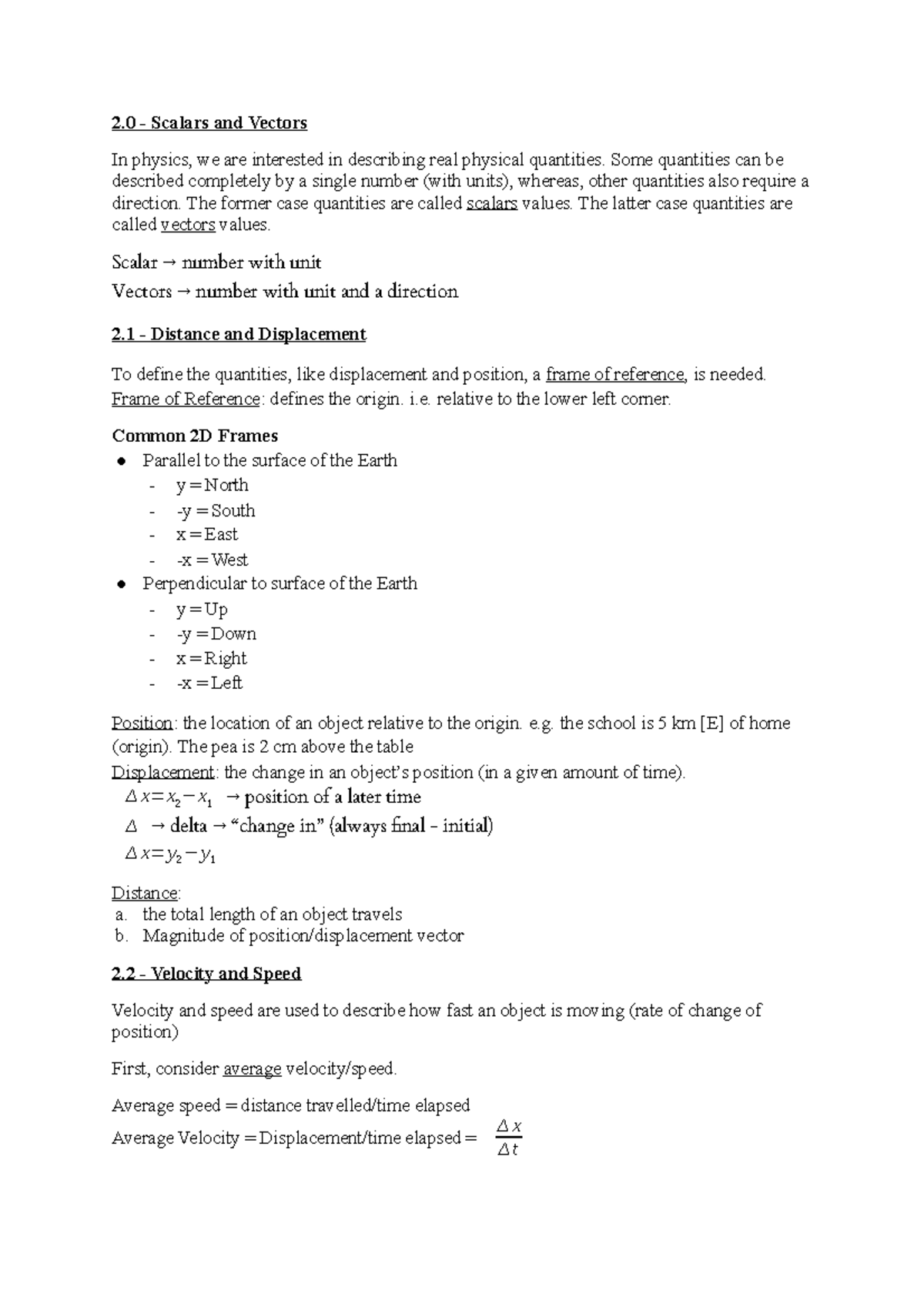 Module 2 1D Kinematics - Instructor was Nicole Prent - 2 - Scalars and ...