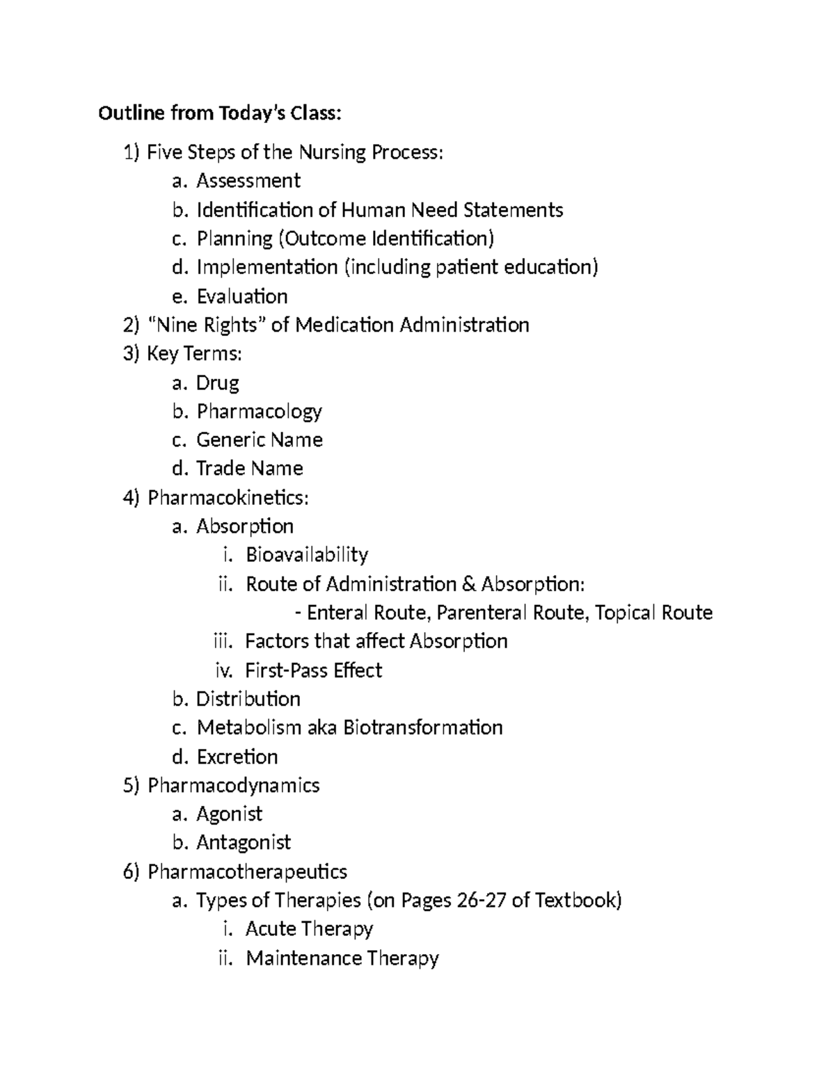 NR293 Outline from Week 1 Day 1 Class - Outline from Today’s Class: 1 ...