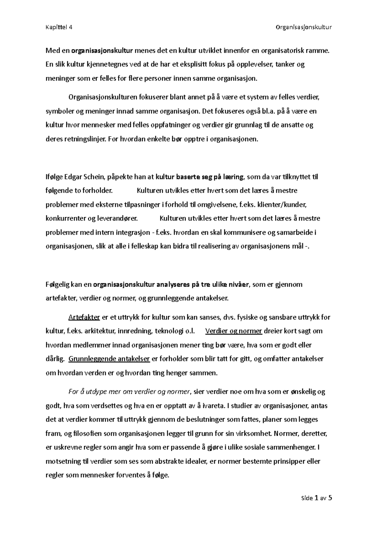 Kapittel 4 - ORG1001 - Studocu