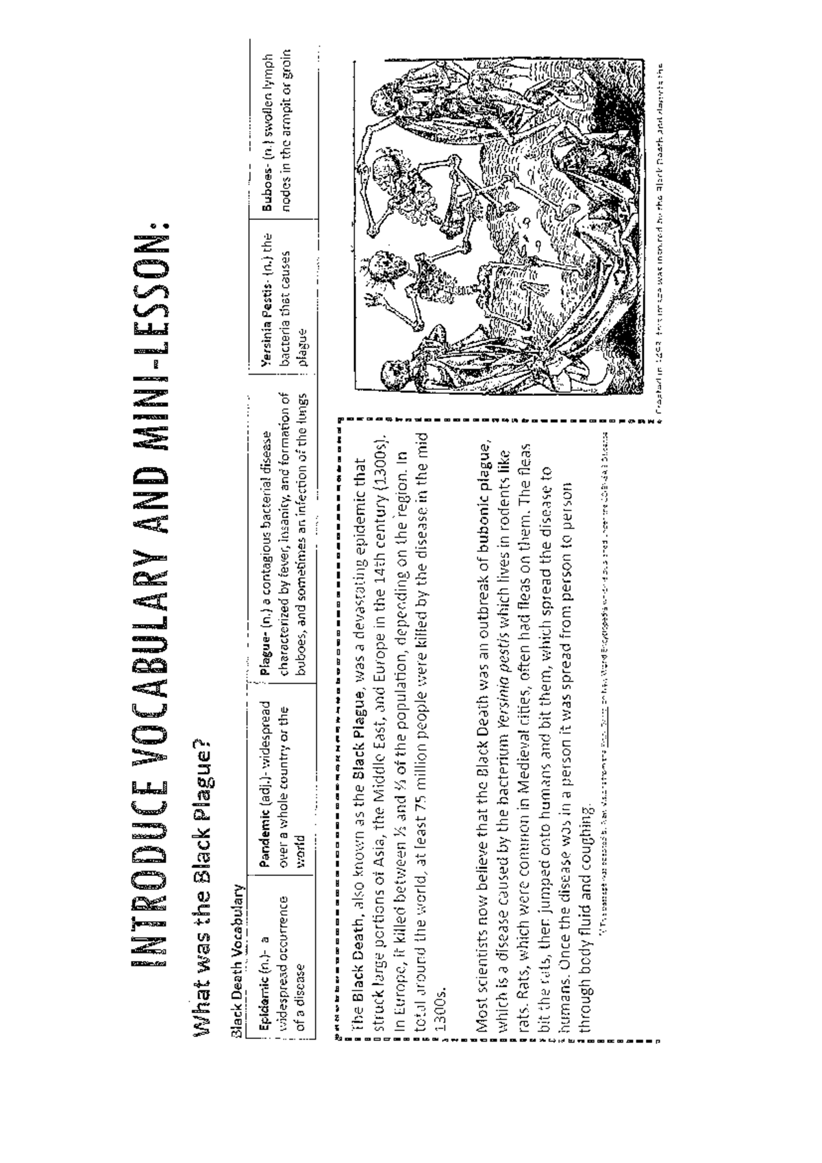 Intro to Black Death - Notes - INTRODUCE VOCABULARY AND What was the ...