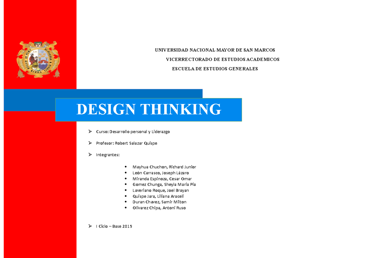 MAPA Conceptual Design Thinking - UNIVERSIDAD NACIONAL MAYOR DE SAN ...