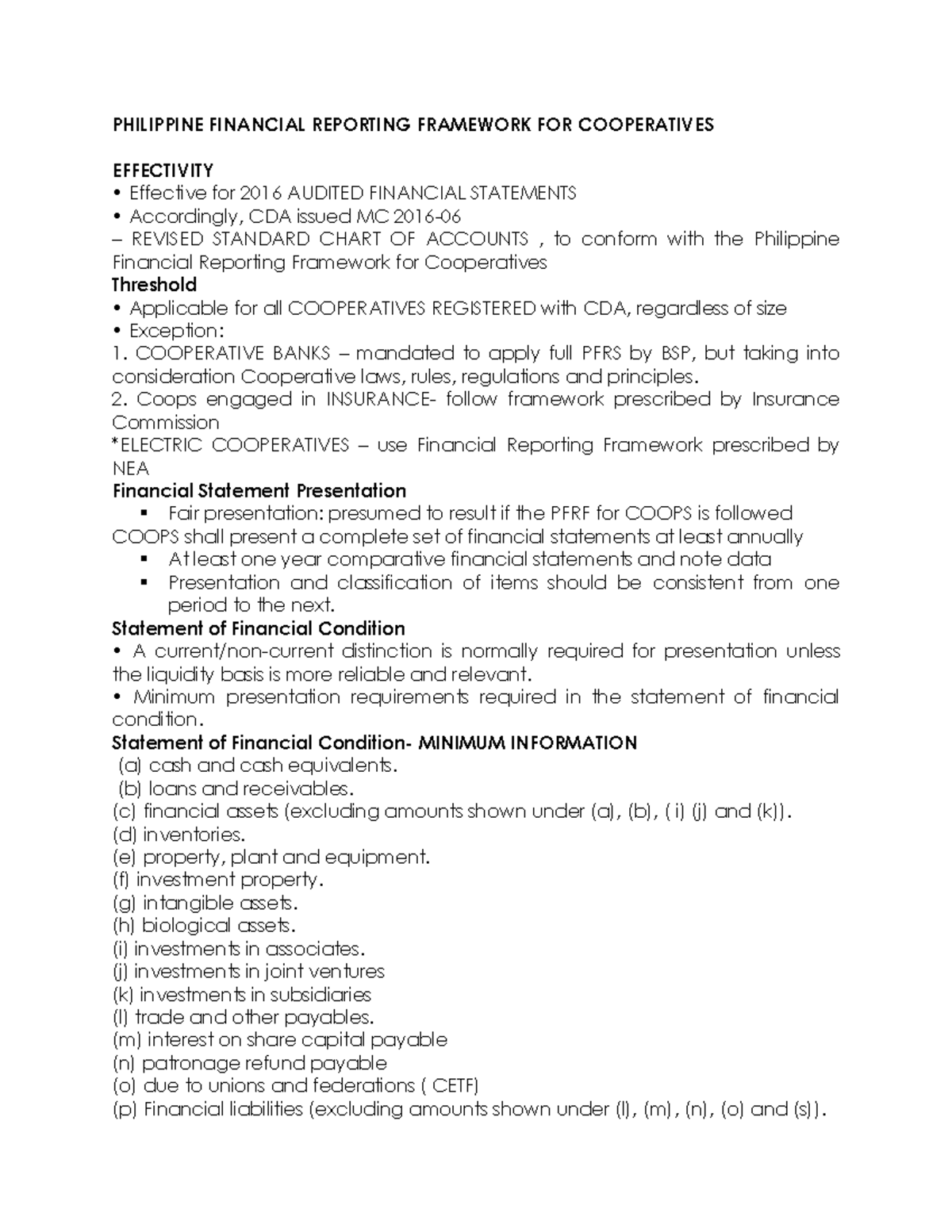 Philippine Financial Reporting Framework for Cooperatives - PHILIPPINE ...