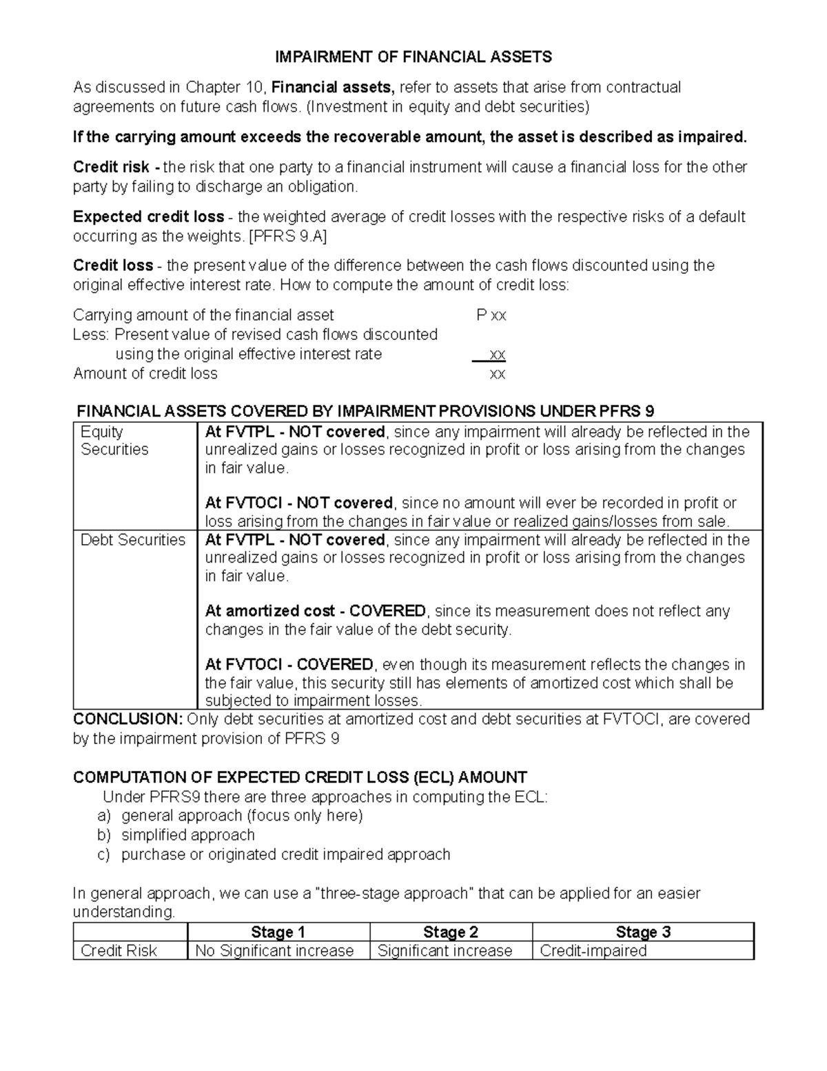Impairment OF Financial Assets - IMPAIRMENT OF FINANCIAL ASSETS As ...