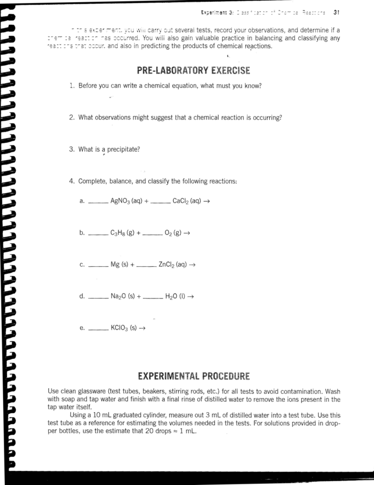 Expt #3 Procedure and Data Sheet - SCC 201 - LaGuardia - Studocu