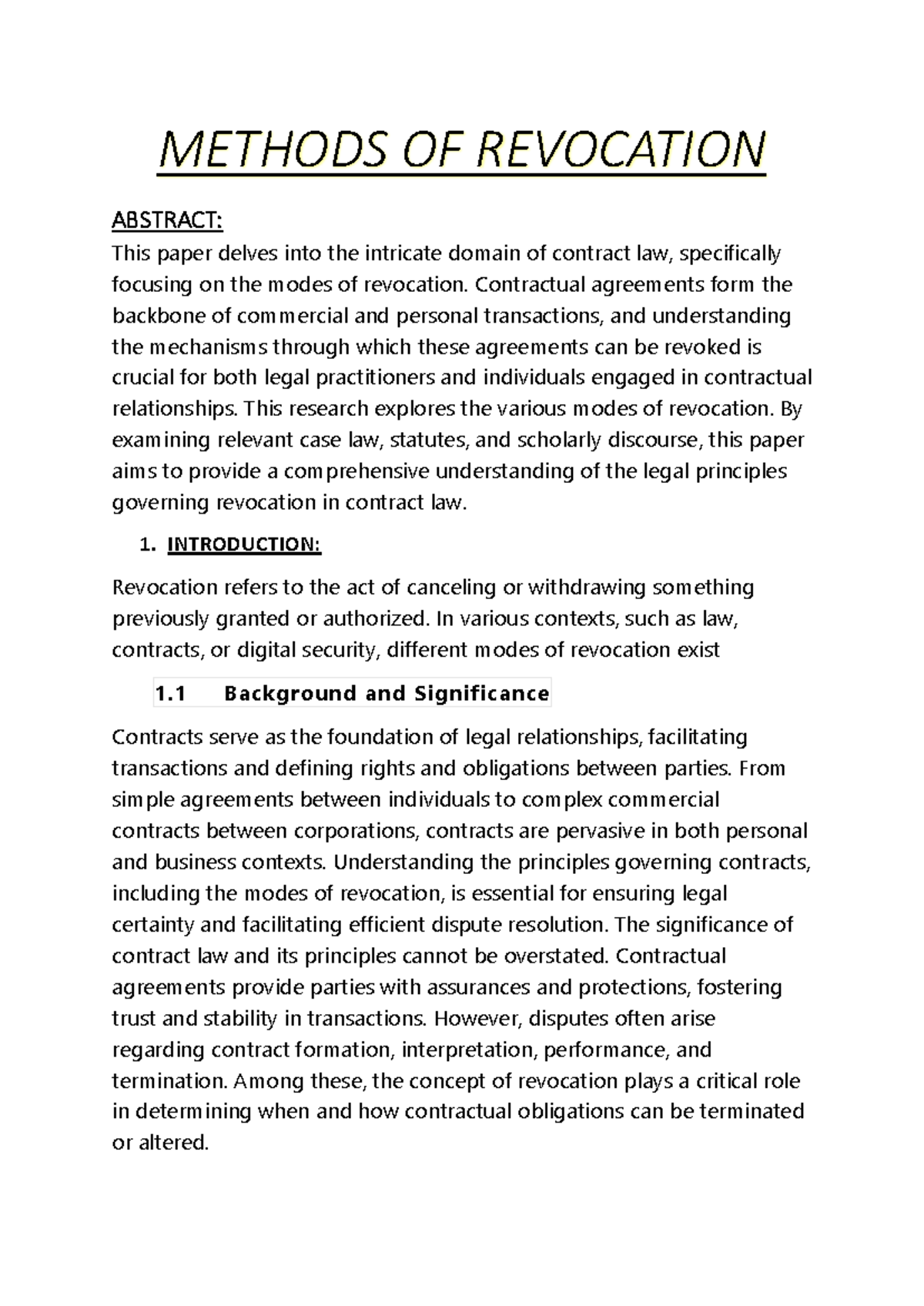 Methods OF Revocation (law of contracts) - METHODS OF REVOCATION ...