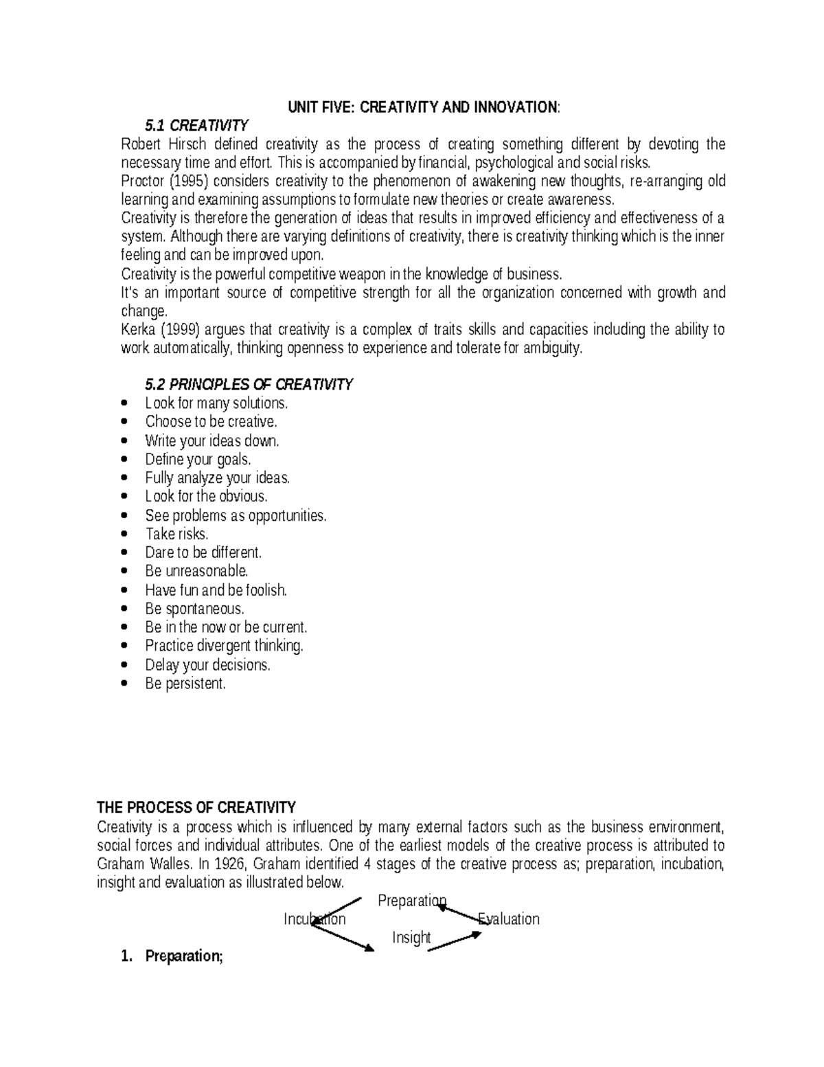 5 Creativity AND Innovation - UNIT FIVE: CREATIVITY AND INNOVATION: 5 ...