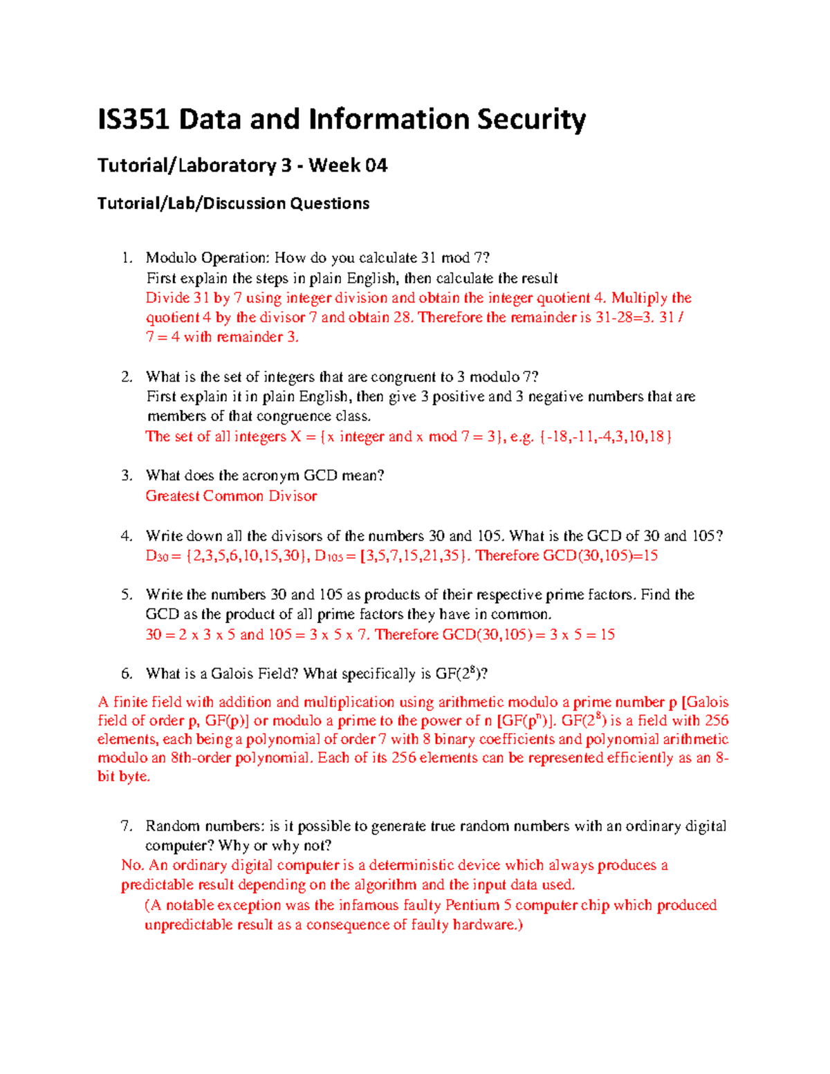 Lab 3 - Week 4 - Answers to questions - IS351 Data and Information ...