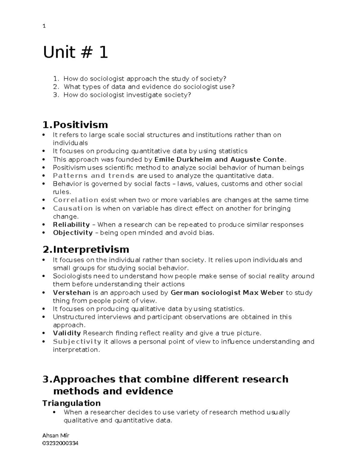 Socialogy - MMMMMMMMMMMMMMMMM - 1 Unit # 1 1. How do sociologist ...