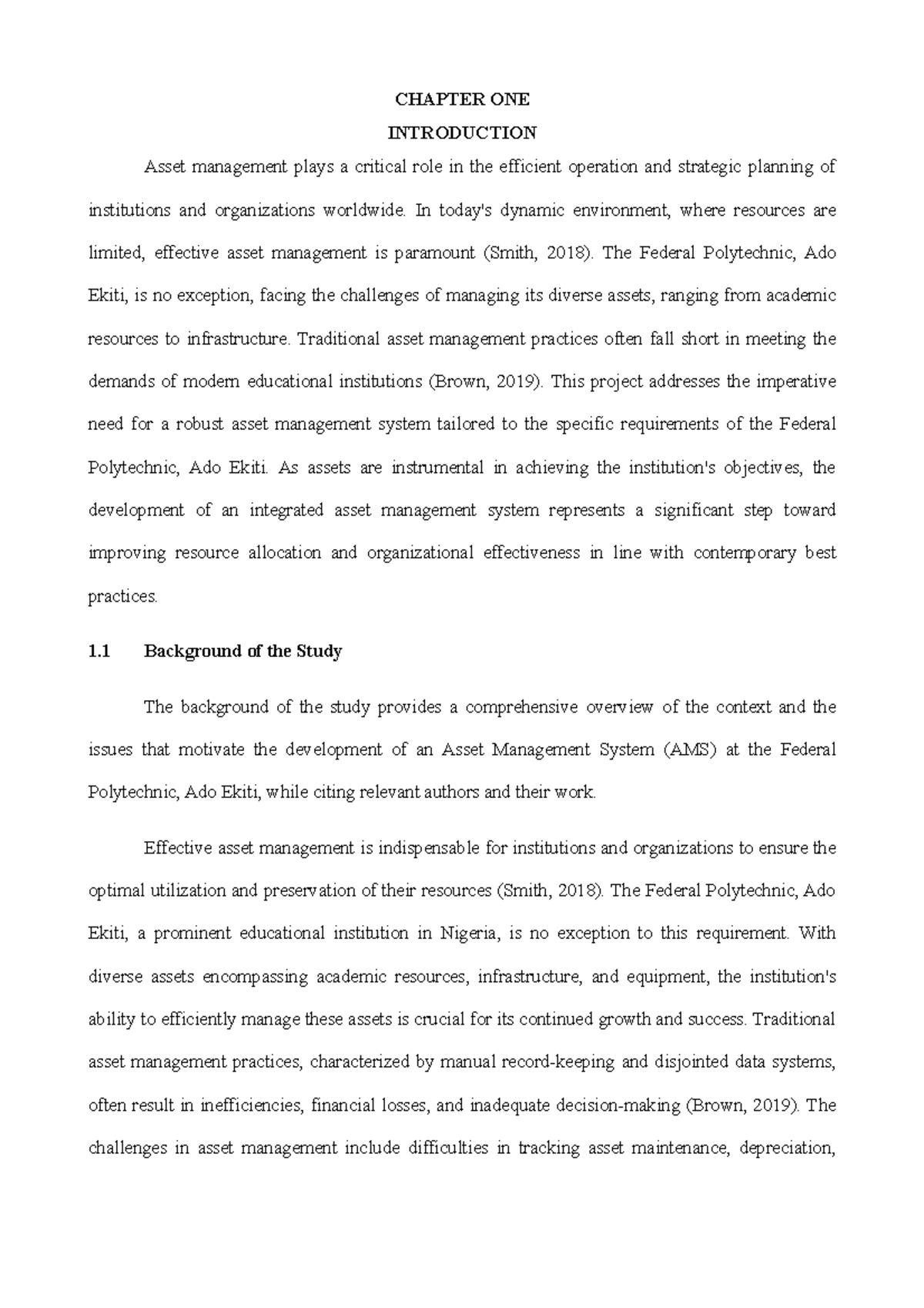 Asset Management System - CHAPTER ONE INTRODUCTION Asset management ...