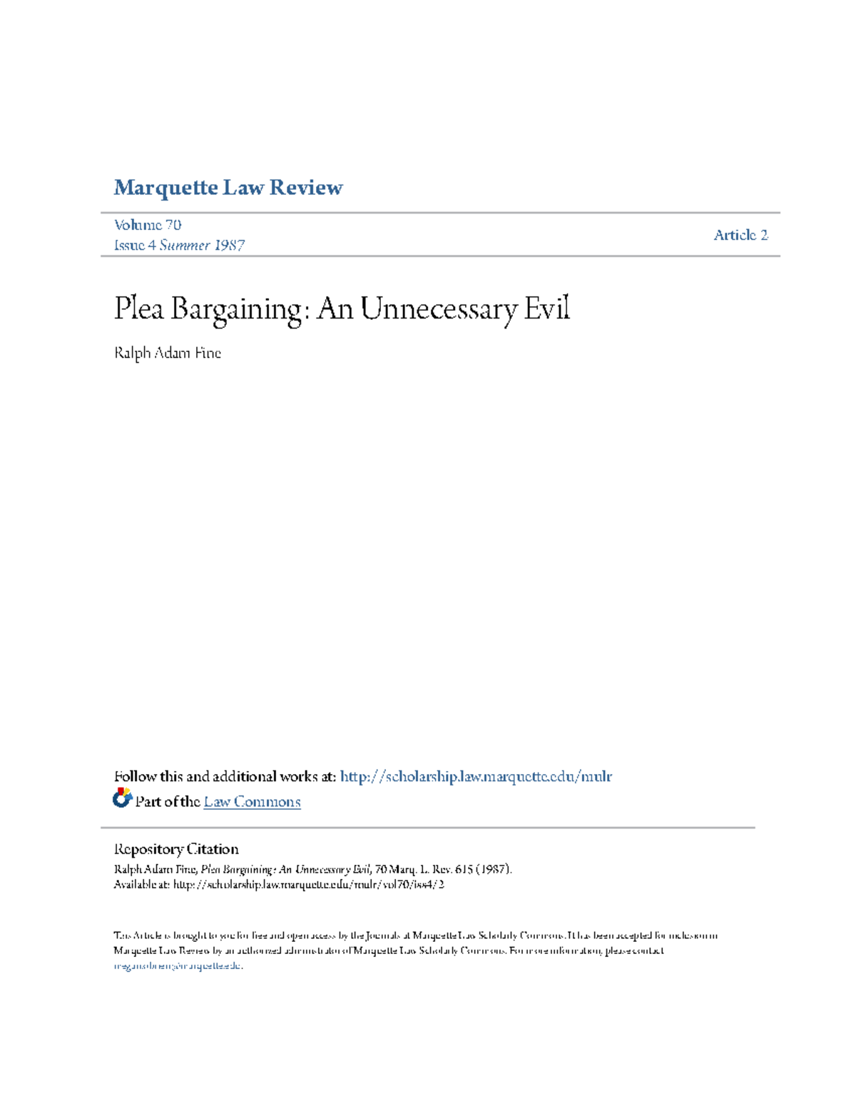 An unncessary evil - plea bargaining- an unnecessary evil. key tutorial ...