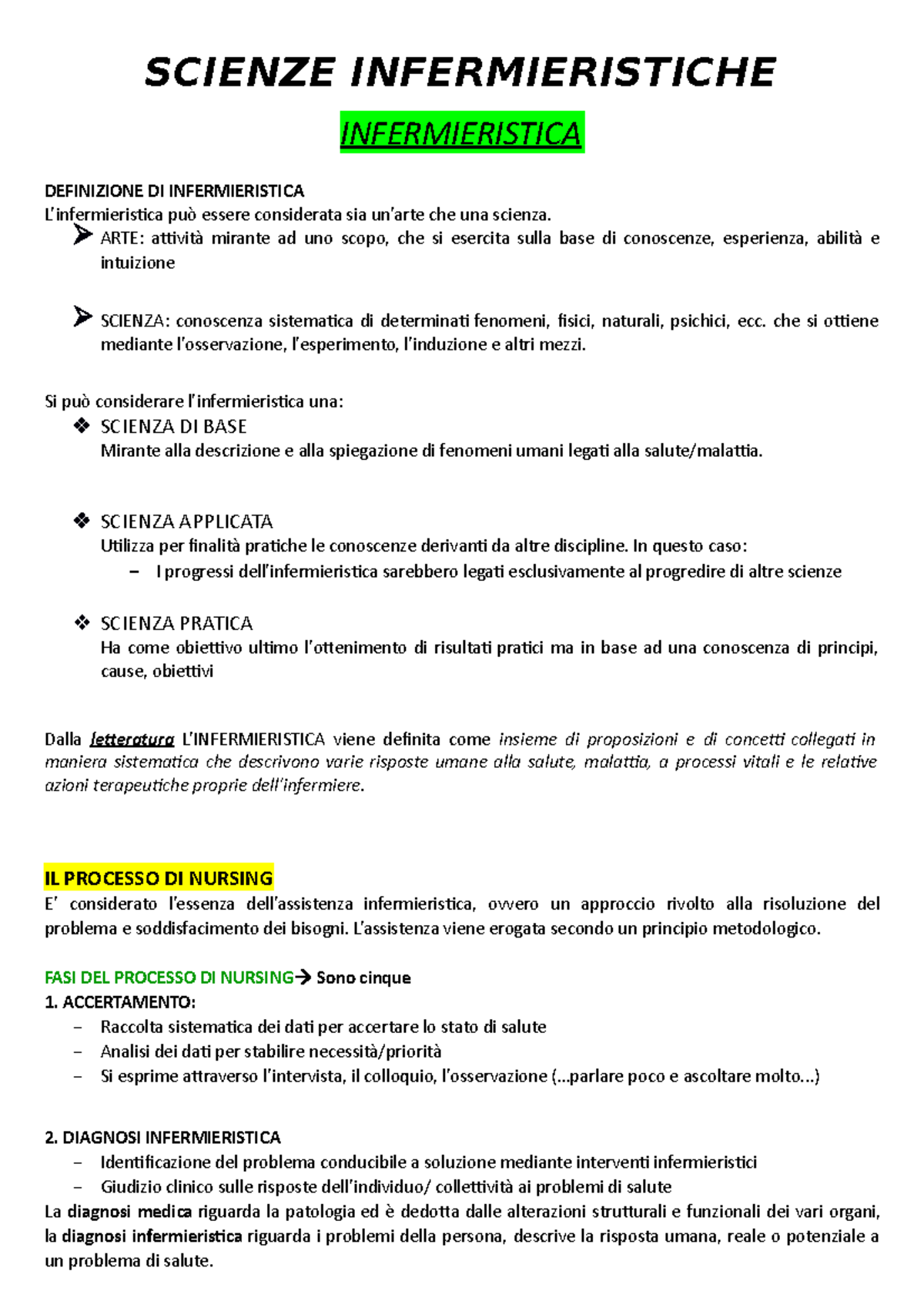 Scienze Infermieristiche - SCIENZE INFERMIERISTICHE INFERMIERISTICA ...