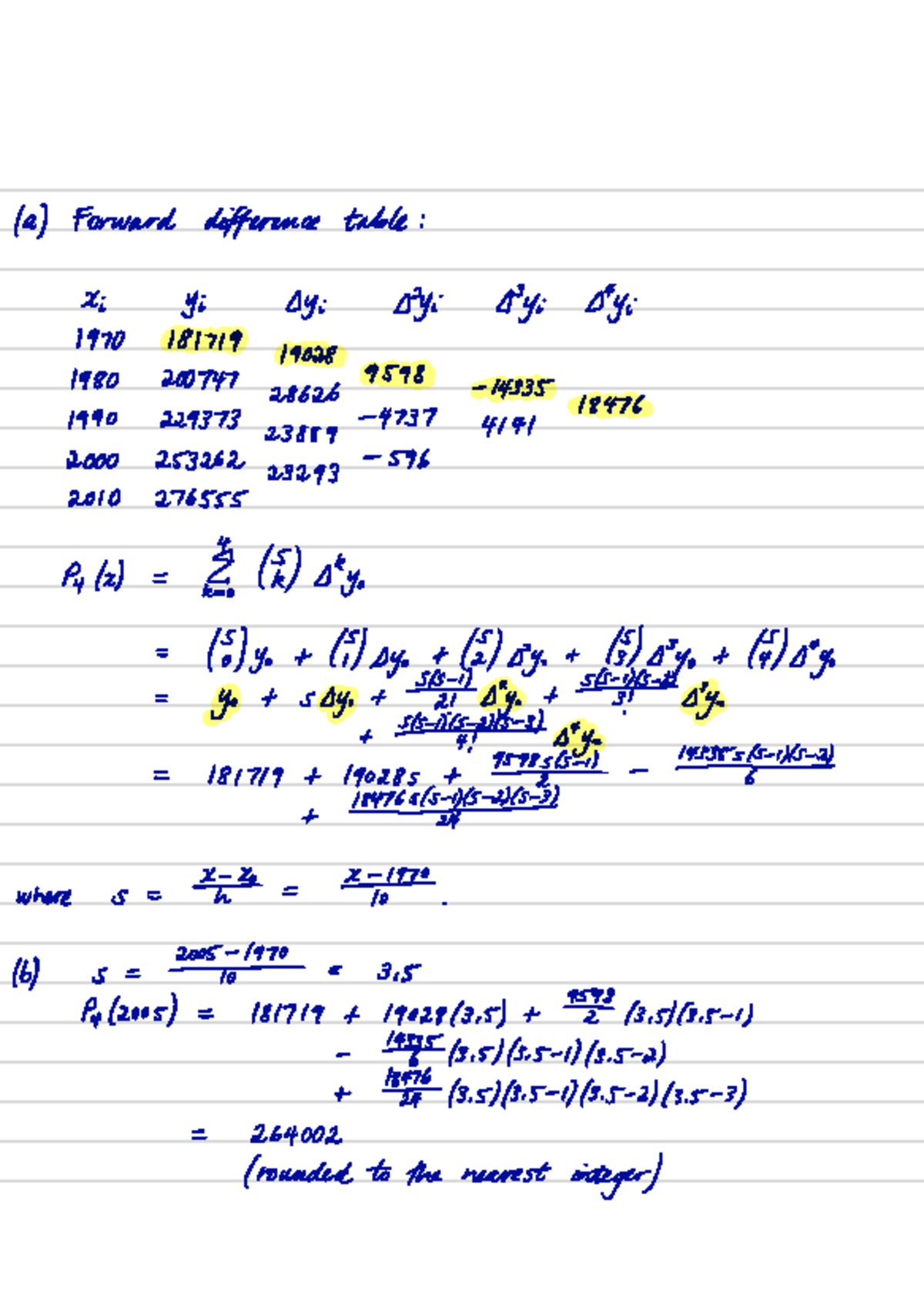 Week 7 Lecture - Solutions - (a) Forward difference table : sci yi dyi ...