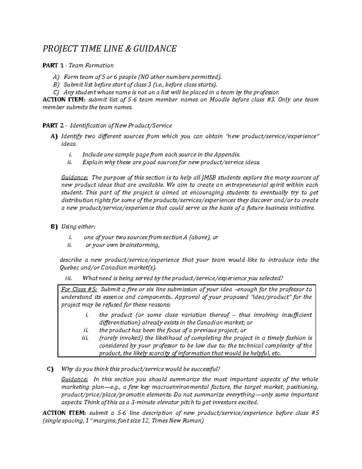 Team Project - Project Timeline and Guidance - PROJECT TIME LINE &amp ...