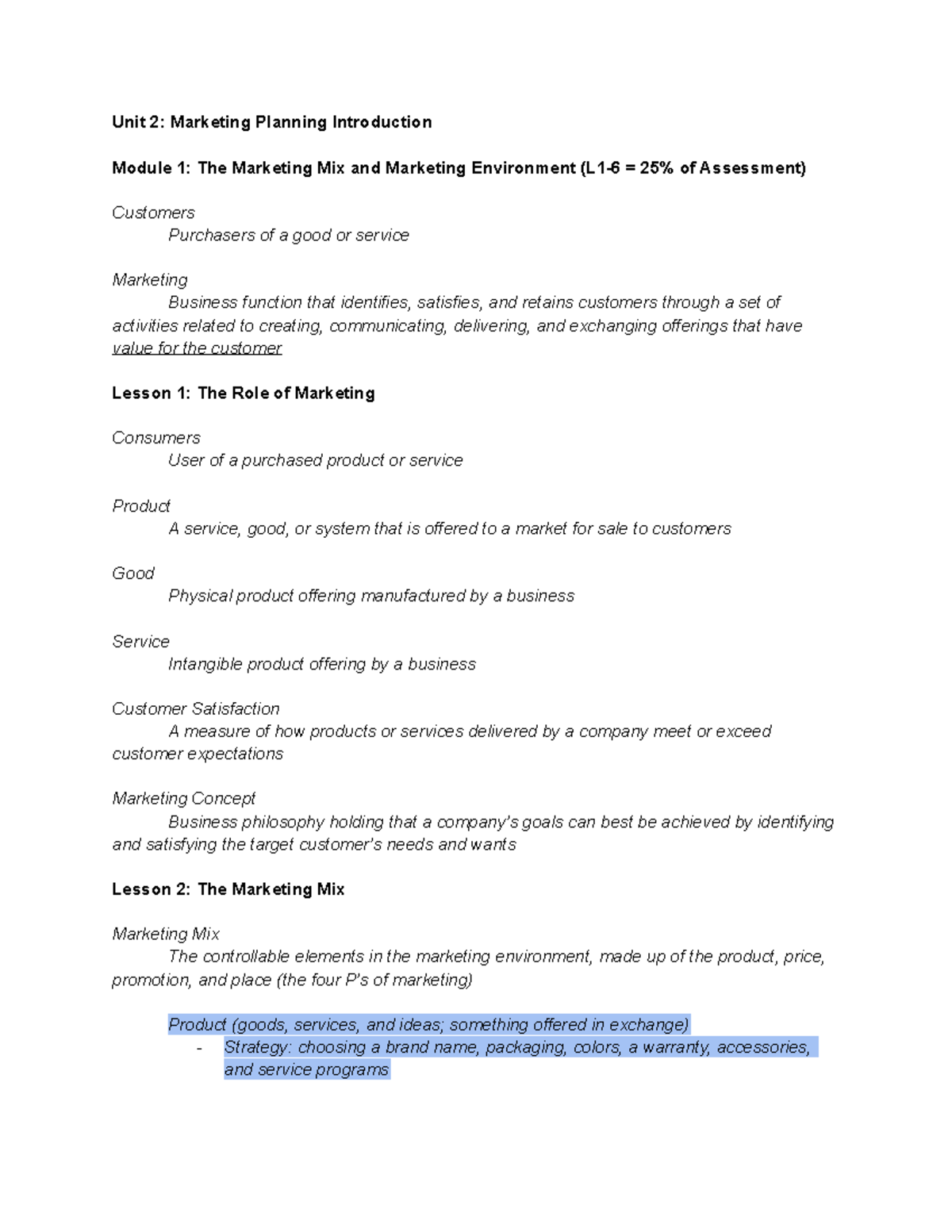 D077 - Conecepts in Marketing, Sales, and Customer Contact - Unit 2 ...