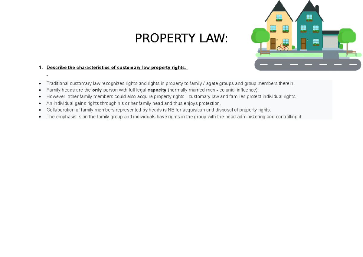 Property LAW - NOTES ON UNIT - PROPERTY LAW: Describe the ...
