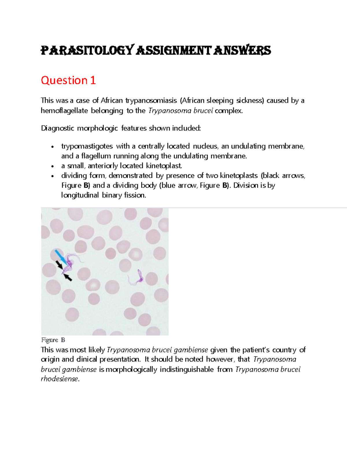 Parasitology Assignment answers - Parasitology Assignment answers ...