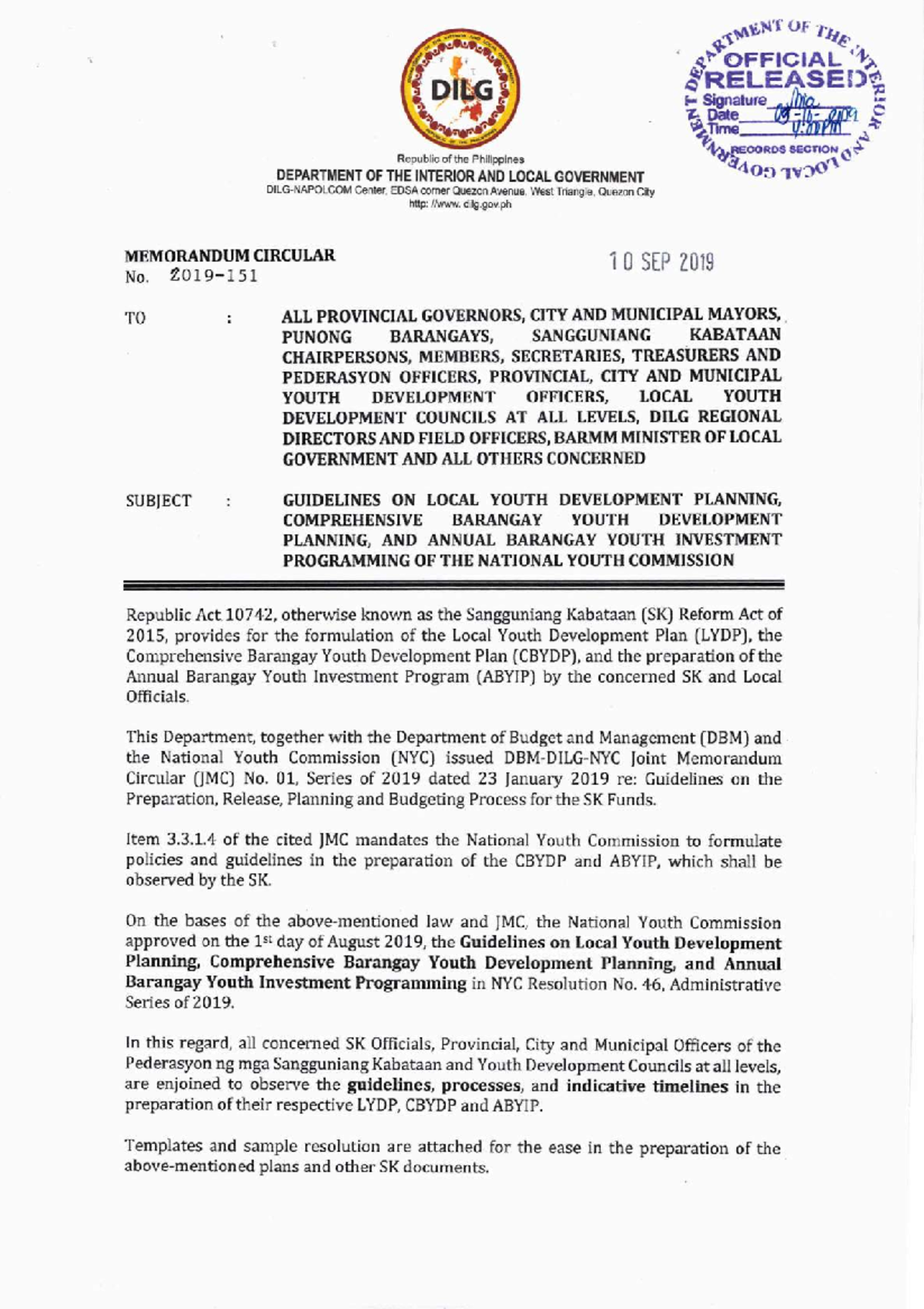 Guidelines on Local Youth Development Planning Comprehensive Barangay ...