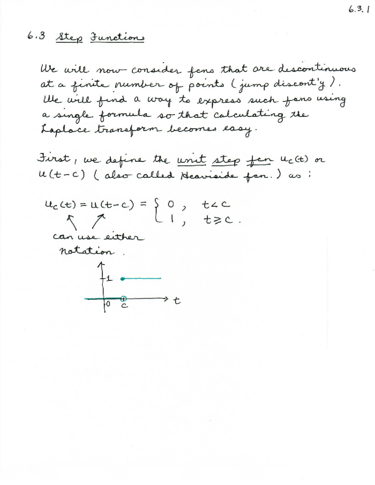 6.3 Step functions - written notes - Math201 - Studocu