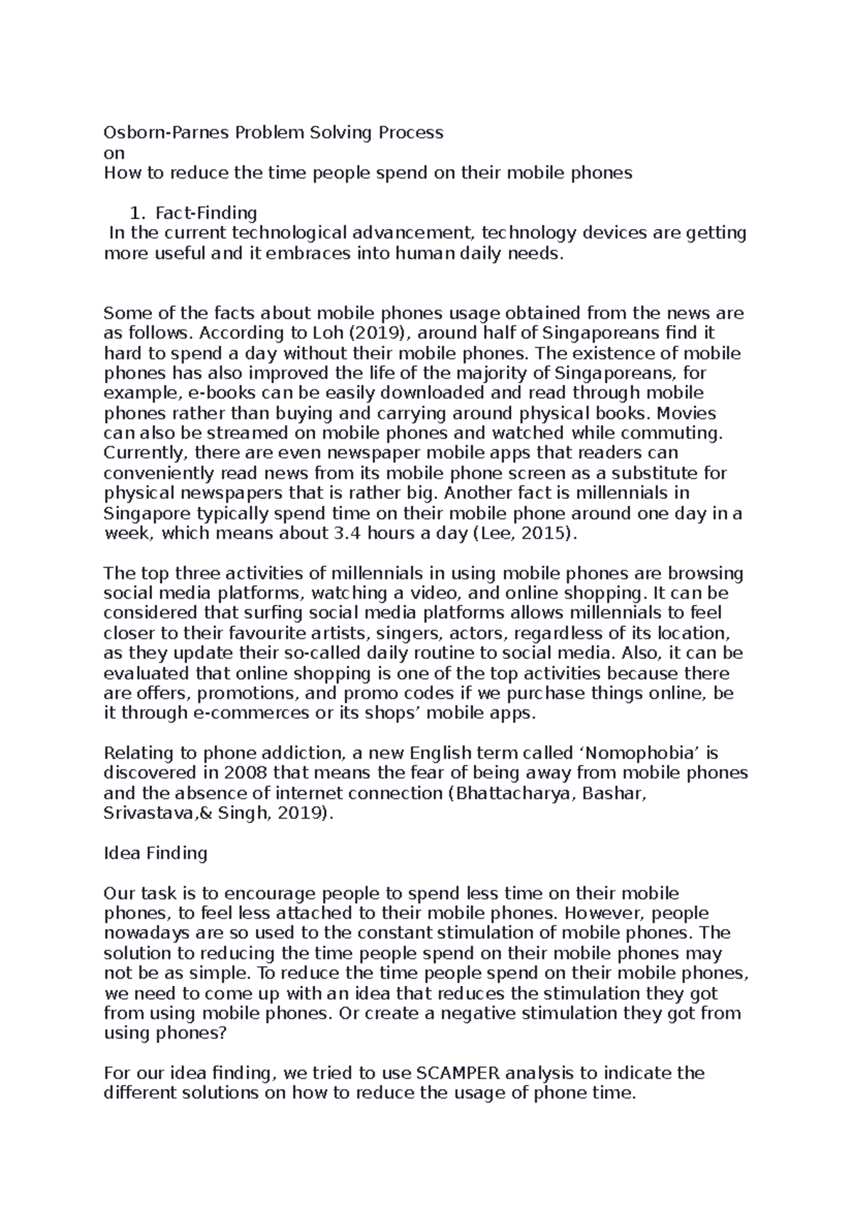 C&I assignment - Osborn-Parnes Problem Solving Process on How to reduce ...