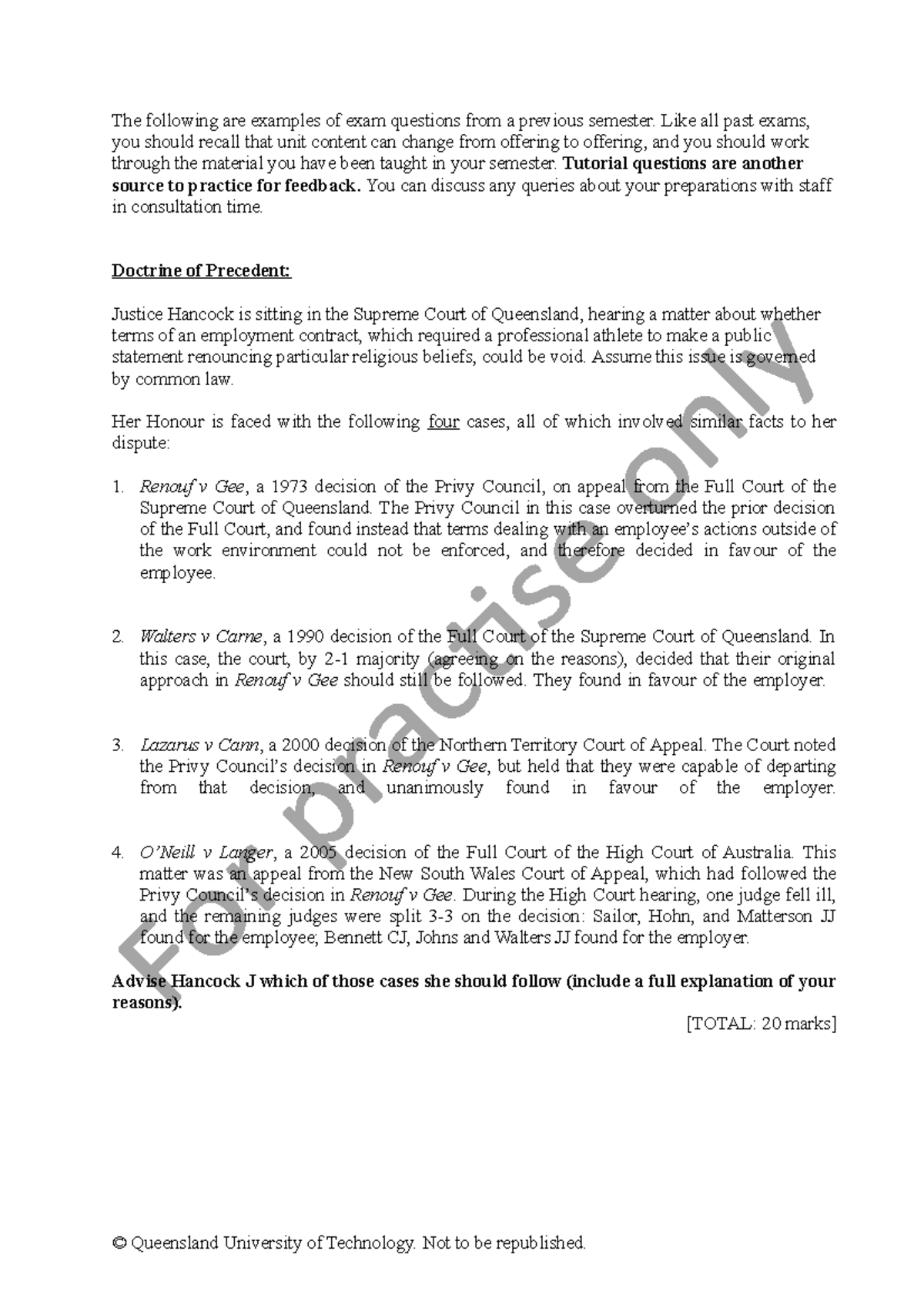 Practice questions problems - The following are examples of exam ...