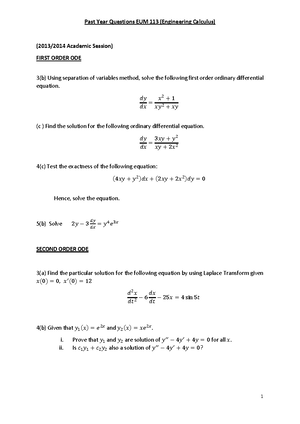 Euler 3 - Lecture notes 1 - Calculus for Engineering Students - Studocu