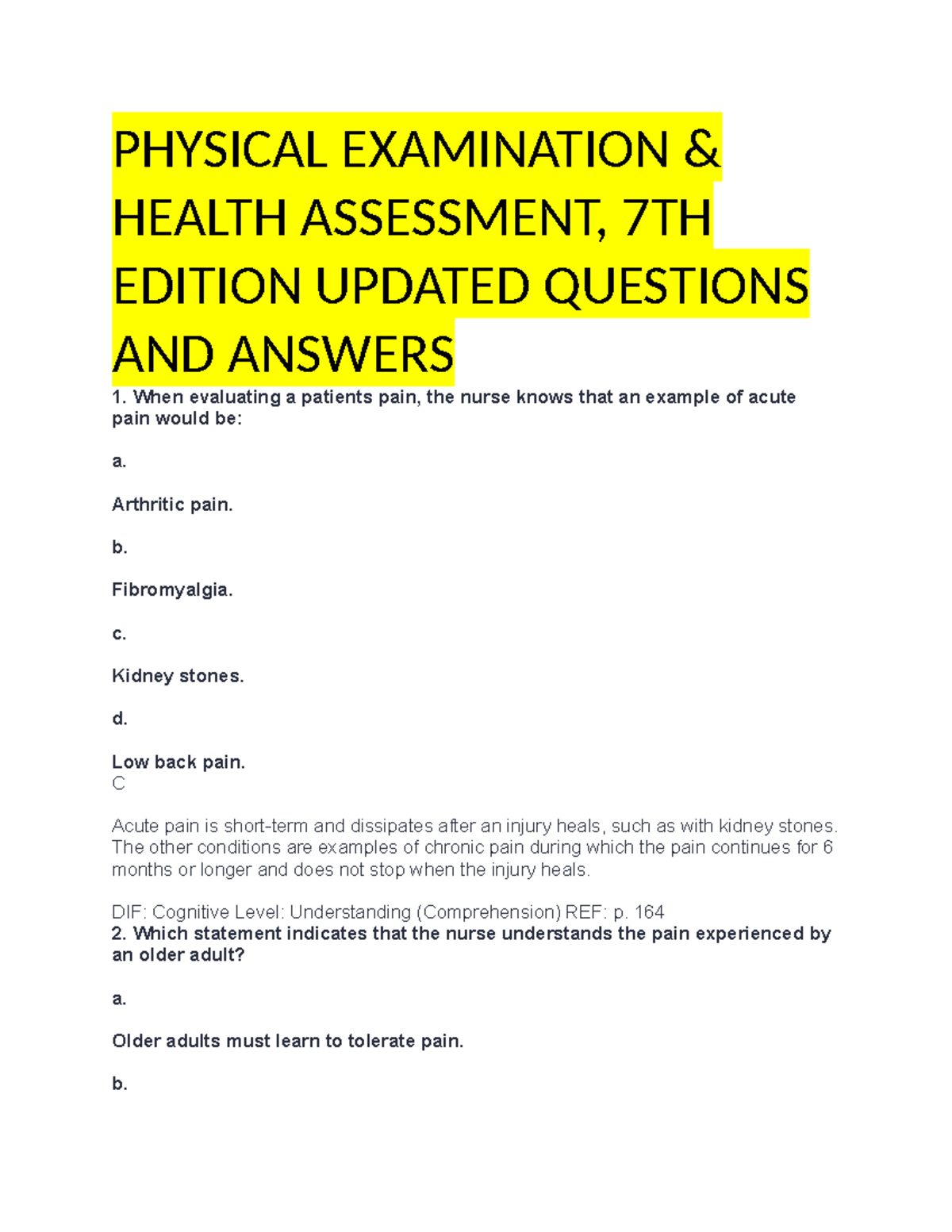 2 - viable - PHYSICAL EXAMINATION & HEALTH ASSESSMENT, 7TH EDITION ...