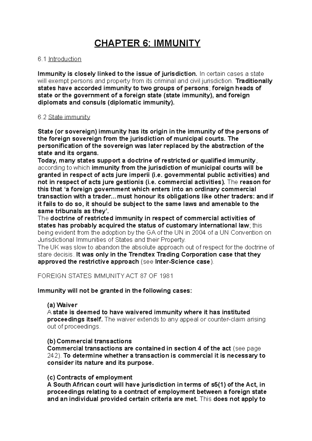 Chapter 6 - Summary of notes - CHAPTER 6: IMMUNITY 6 Introduction ...