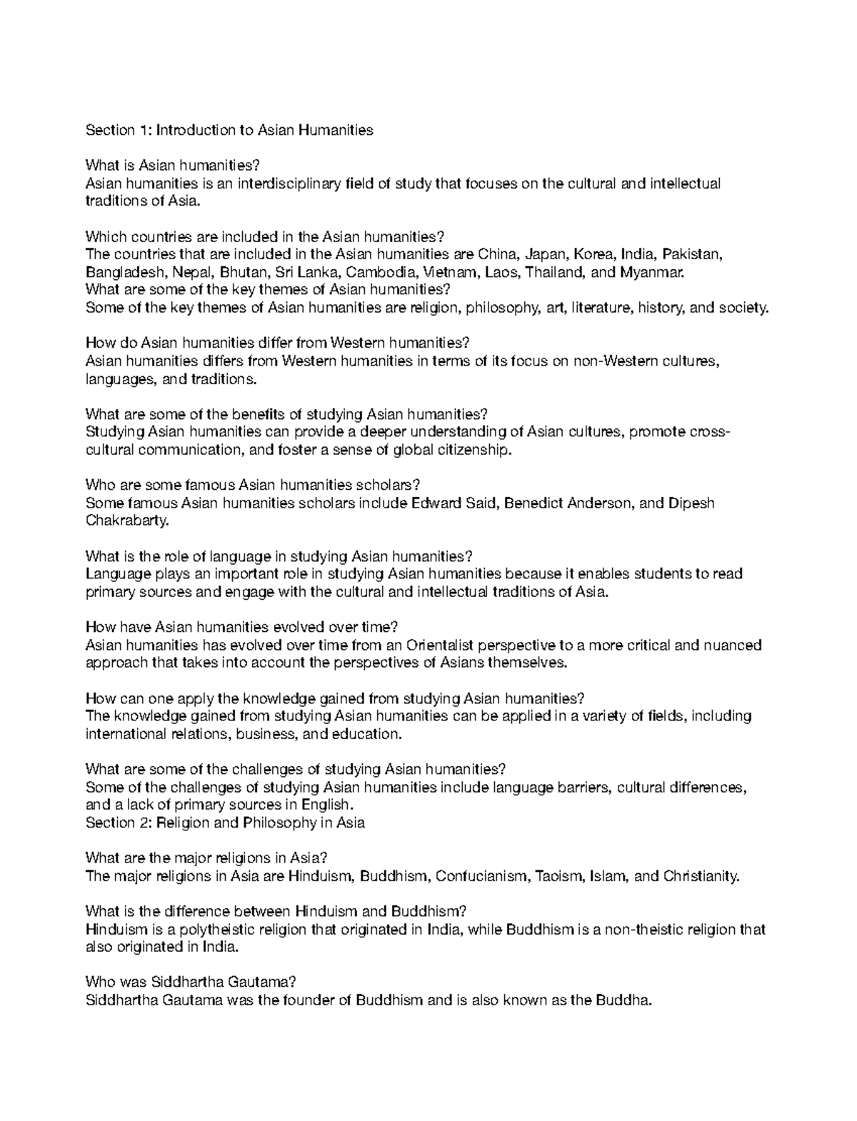 Intro to Asian Humanities - Section 1: Introduction to Asian Humanities ...