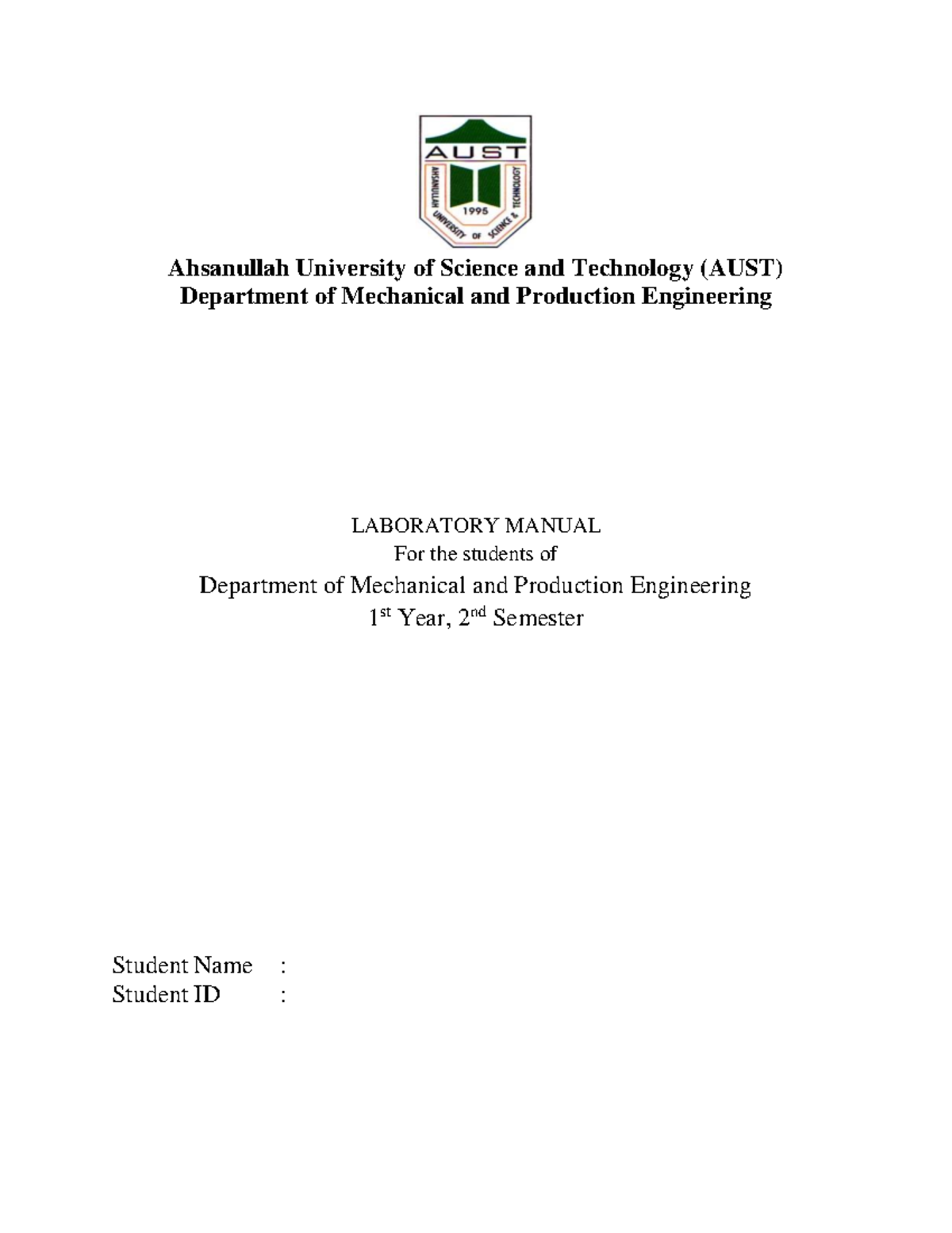 Me ipe 1210 - Manufacturing process workshop study of milling machine - Ahsanullah University of ...