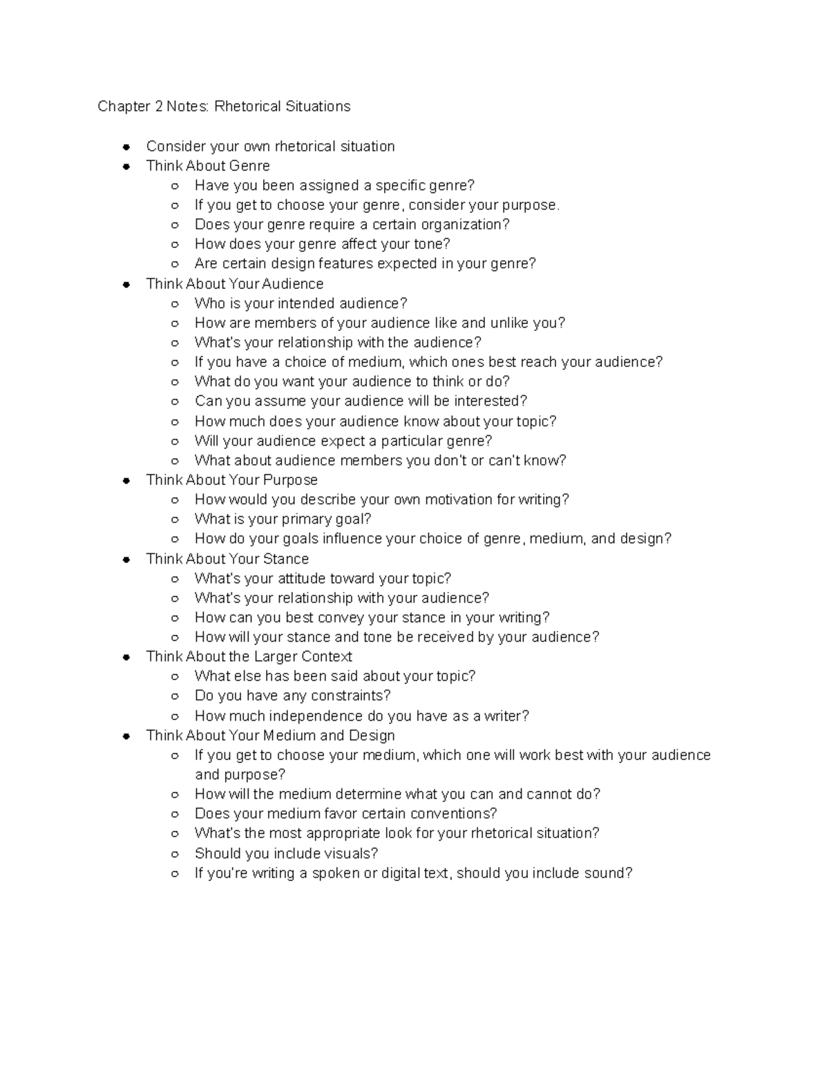 Chapter 2 Notes Rhetorical Situations - Chapter 2 Notes: Rhetorical ...