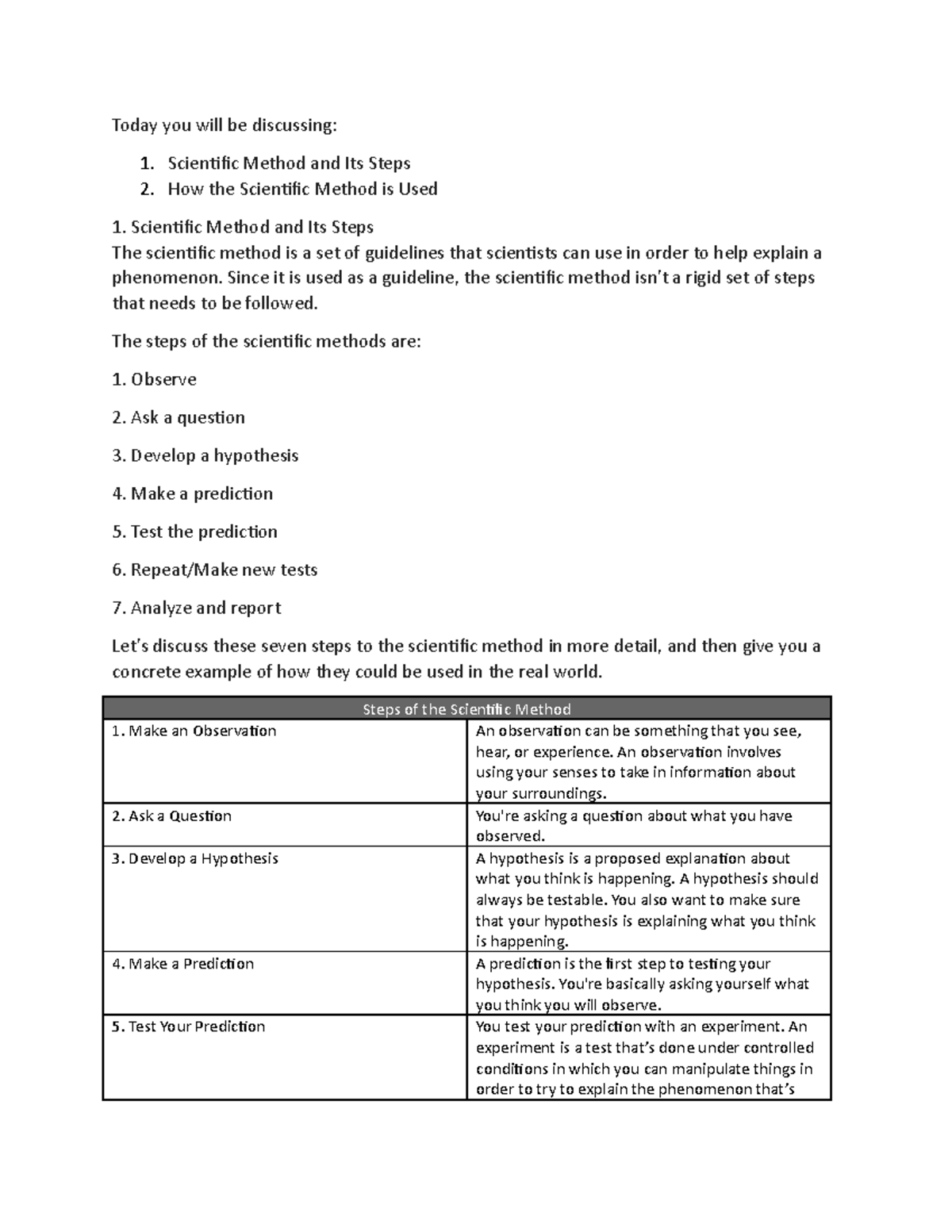 Bio1 - coursework - Today you will be discussing: Scientific Method and ...