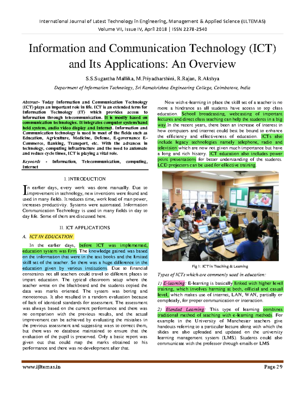STS ICT and Its Applications - Volume VII, Issue IV, April 2018 | ISSN 2278- Information and ...