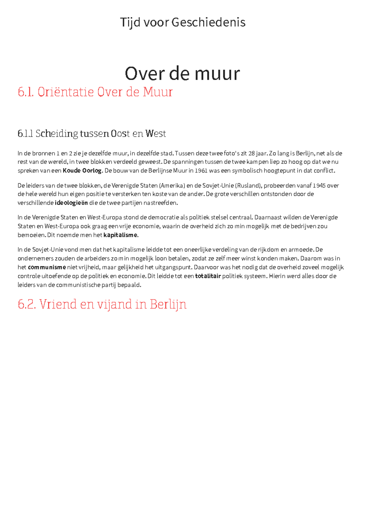 Tijd voor Geschiedenis Over de muur - Oriëntatie Over de Muur 6. Vriend ...