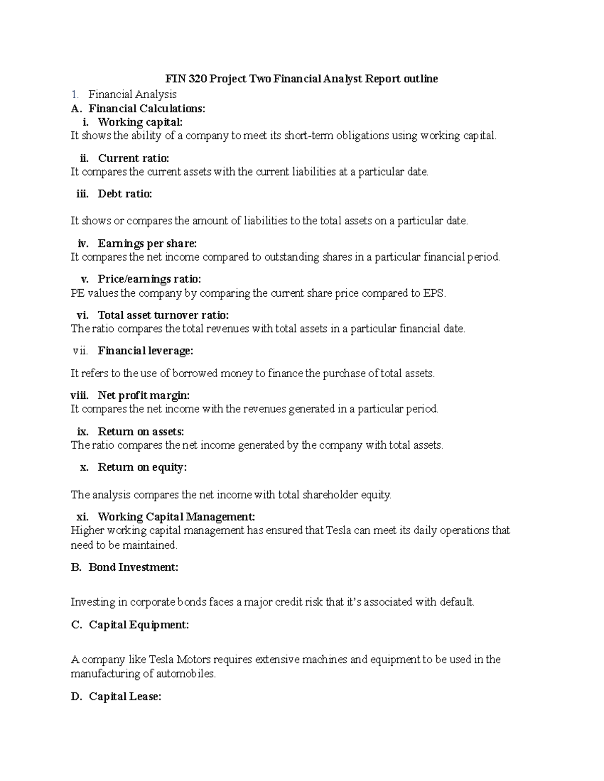 Answer 1 - Lecture notes - FIN 320 Project Two Financial Analyst Report ...