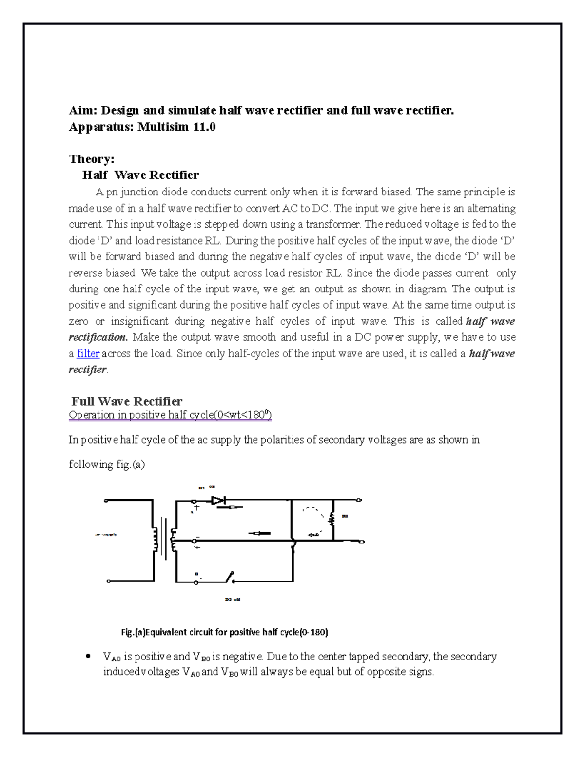 Experiment of Design and Simulate HWR and FWR - Aim: Design and ...