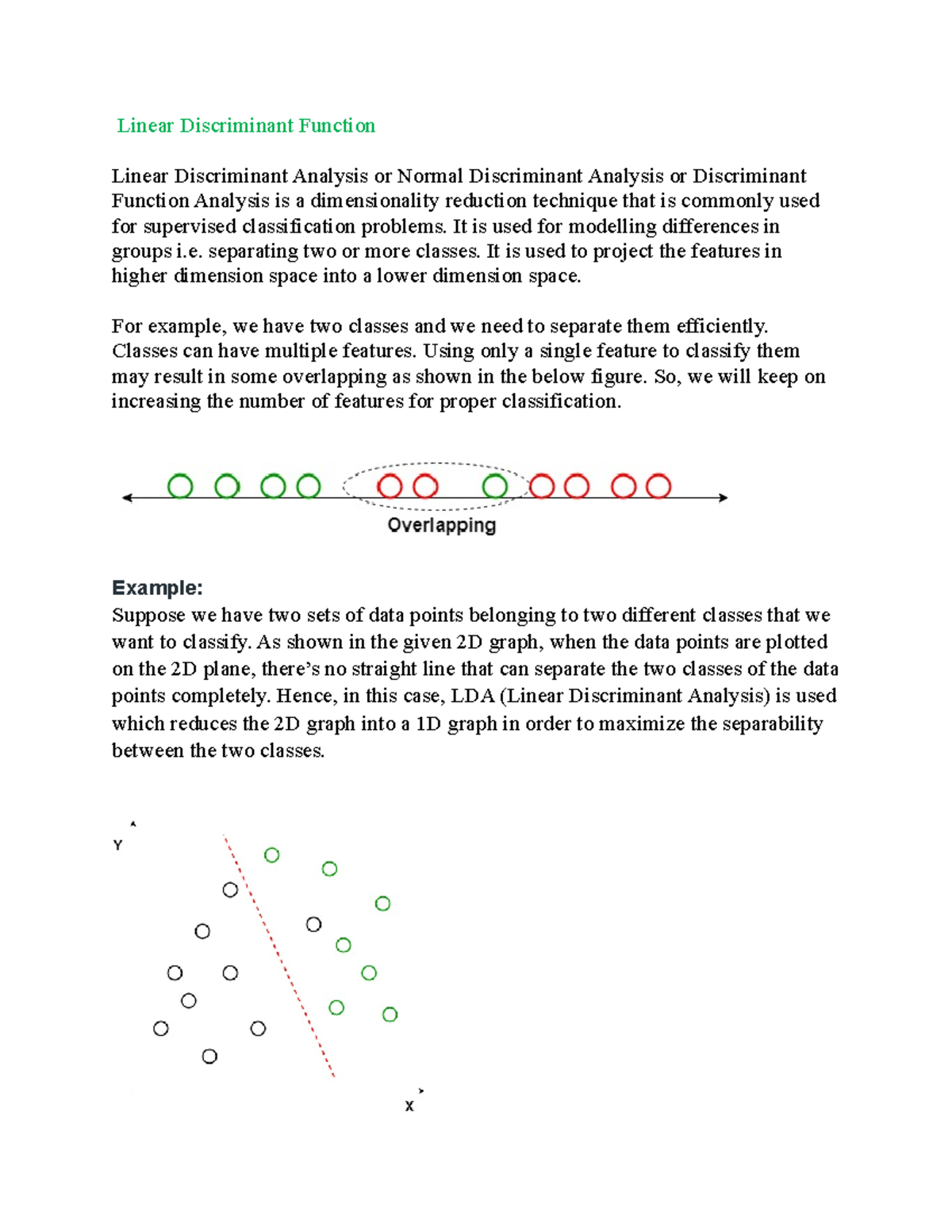 Linear Discriminant Functions - Linear Discriminant Function Linear ...