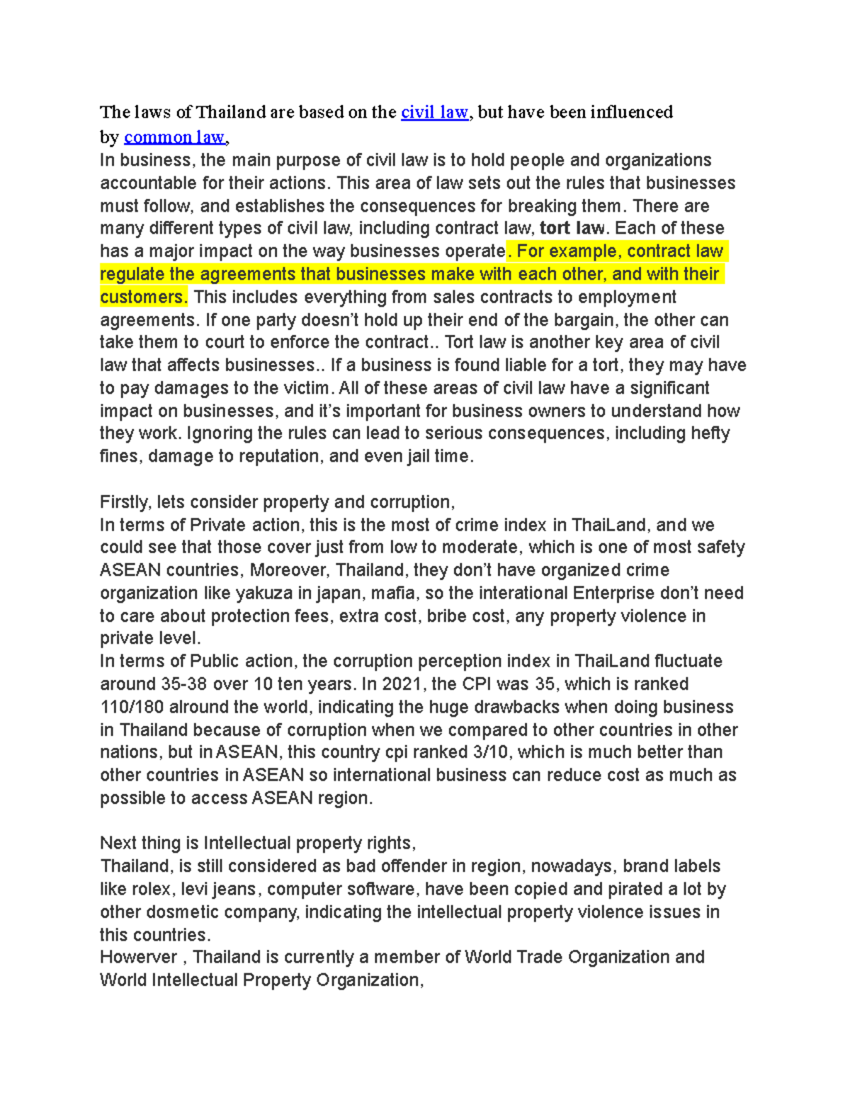 Script a1 - The laws of Thailand are based on the civil law, but have ...
