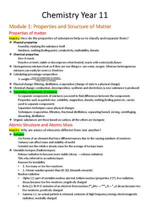 Chemistry - chem notes and sources - Chemistry Year 11 Module 1 ...