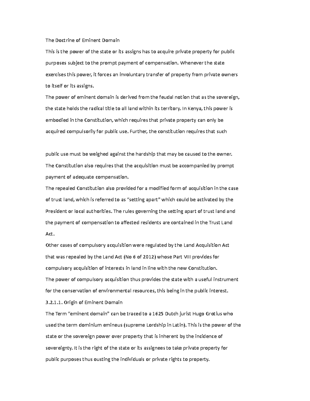 Imminent Domain - The Doctrine of Eminent Domain This is the power of ...