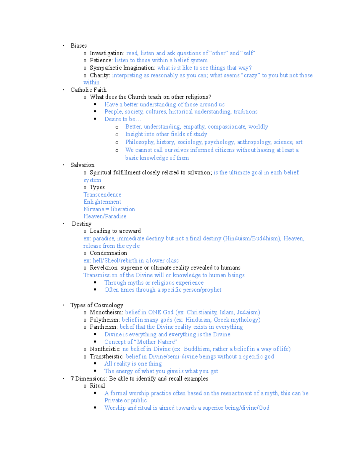 comparative religion ch. 1 study guide - · Biases o Investigation: read ...