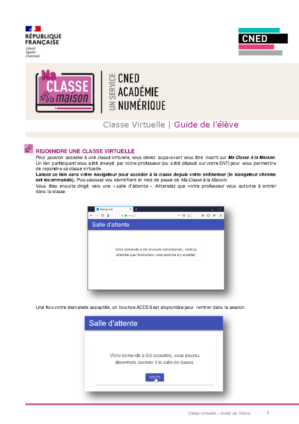 CNED - Guide Eleve - ma classe virtuelle - Classe v i r t ue ll e ...