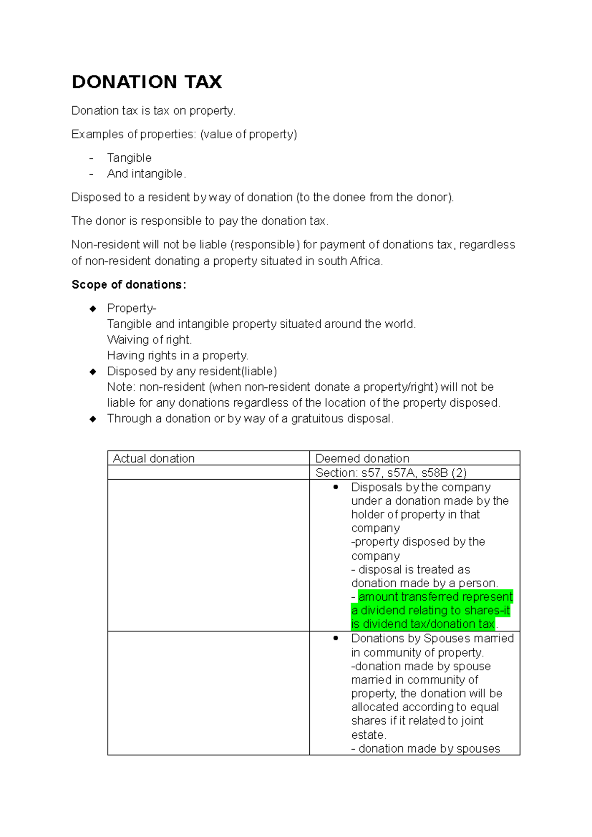 Donation TAX - DONATION TAX Donation tax is tax on property. Examples ...
