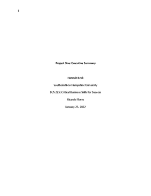 BUS225 Project One. alexis haney - bus225 - SNHU - Studocu