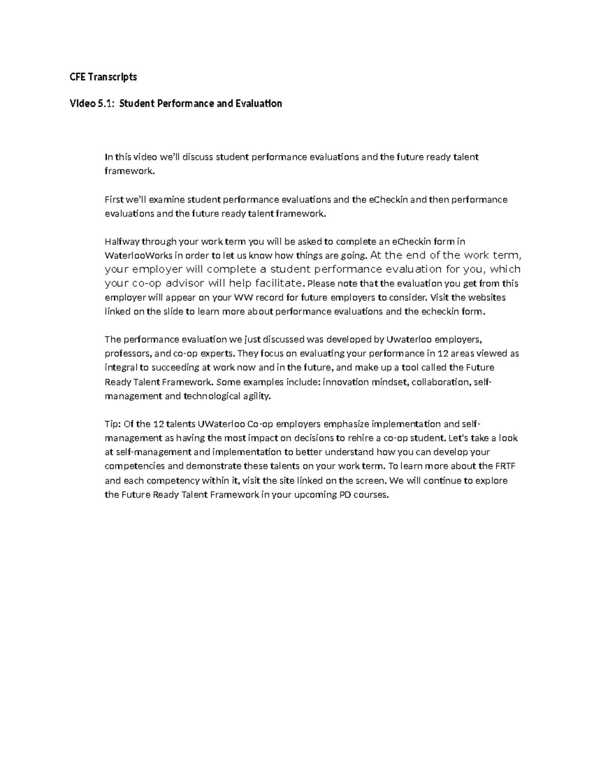CFE Transcripts 5 - Transcript - CFE Transcripts Video 5: Student ...