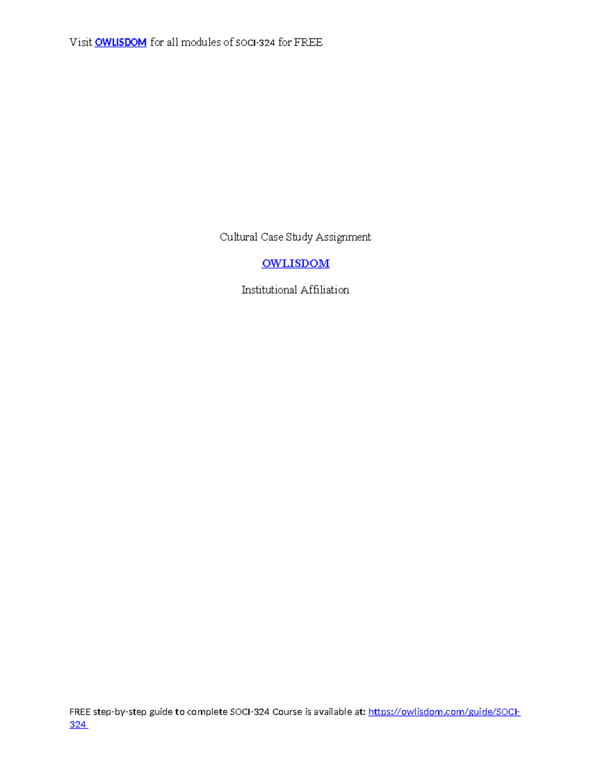SOCI324 11,12-2 Cultural Case Study Assignment - Cultural Case Study ...