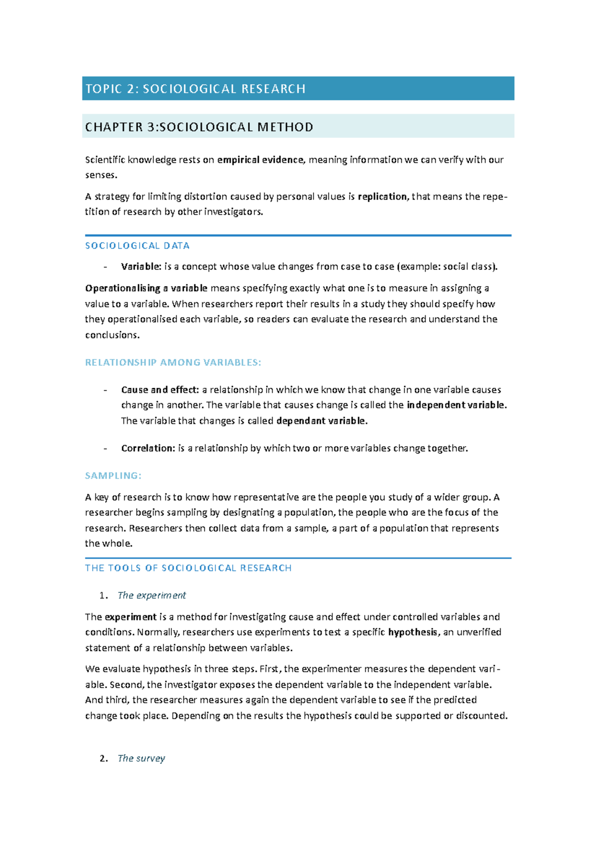 Topic 2 - TOPIC 2: SOCIOLOGICAL RESEARCH CHAPTER 3:SOCIOLOGICAL METHOD ...
