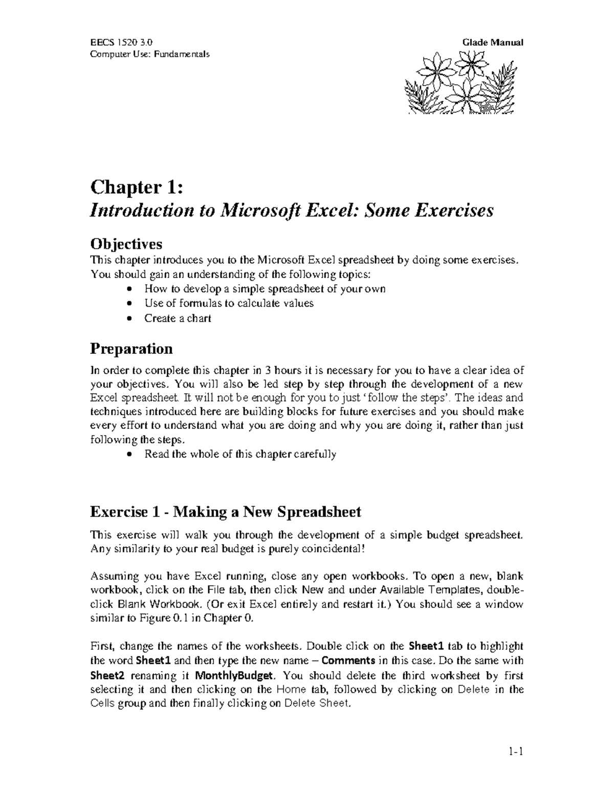 Chapter 1 - Notes - EECS 1520 3 Glade Manual Computer Use: Fundamentals ...