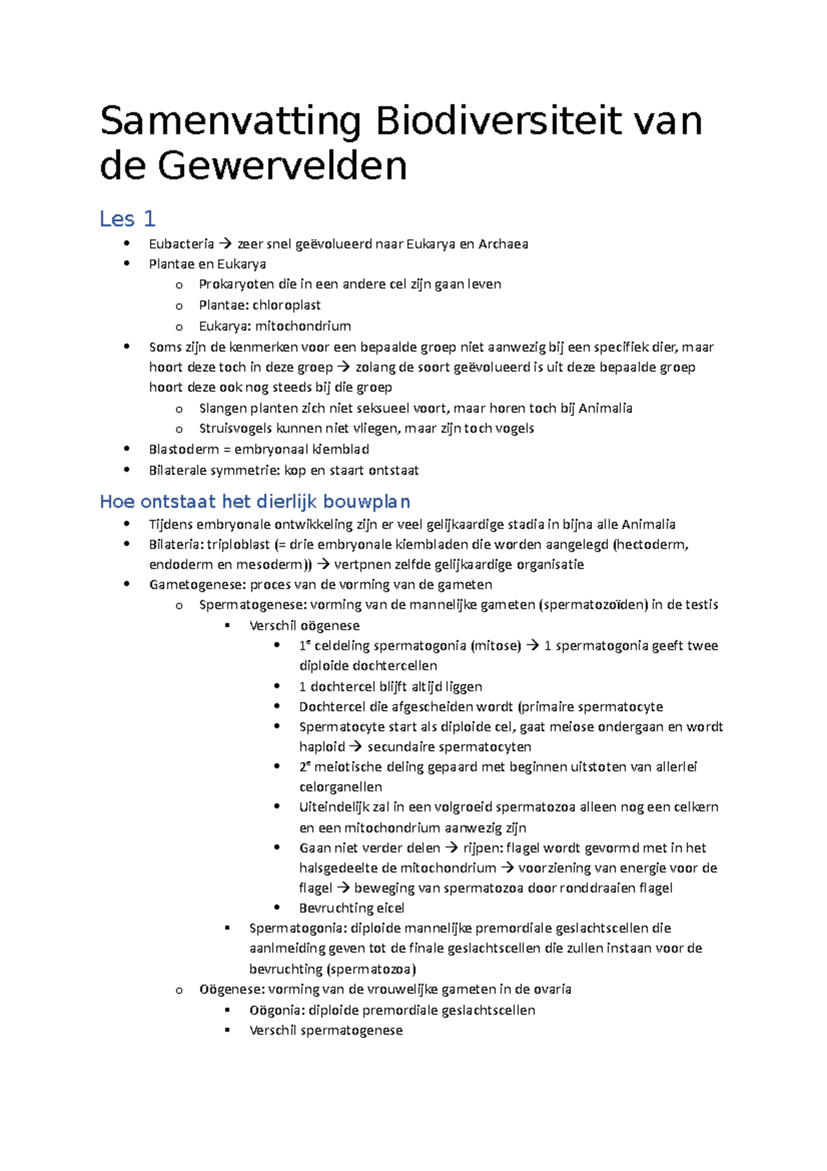 Samenvatting Biodiversiteit van de Gewervelden - Samenvatting ...