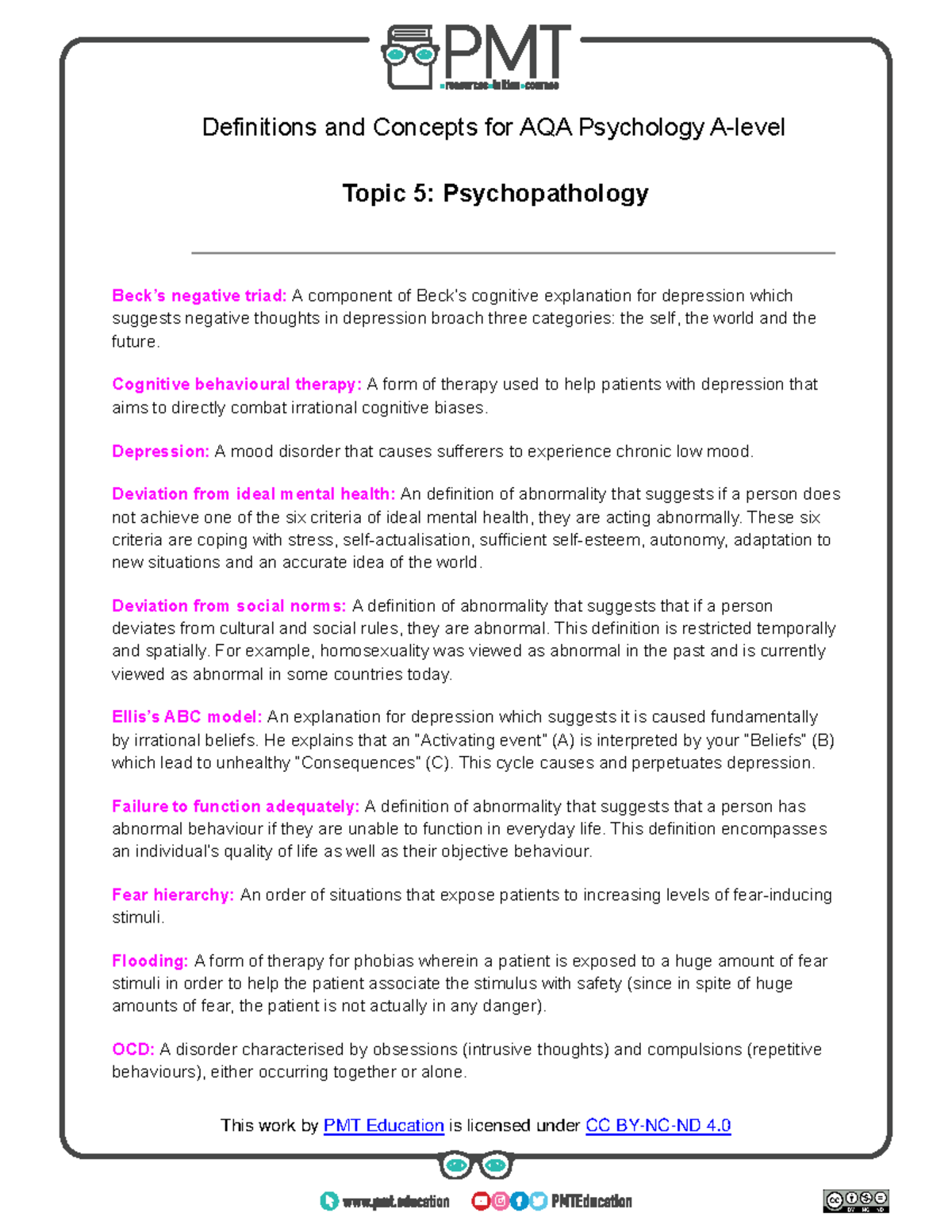 Psychopathology Definitions - bit/pmt-edu-cc bit/pmt-cc Definitions and ...