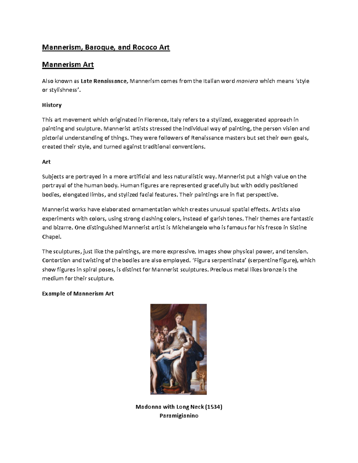 Mannerism, Baroque, and Rococo Art - Mannerism, Baroque, and Rococo Art ...